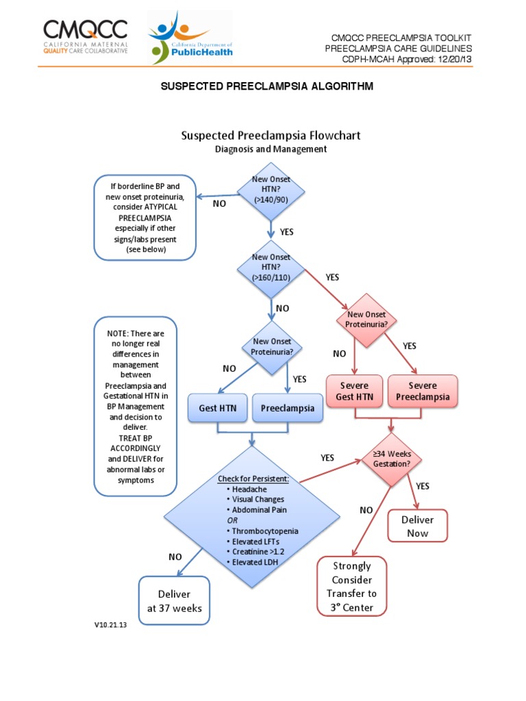 Suspected Preeclampsia Algorithm Pdf Health Sciences Diseases And Disorders 