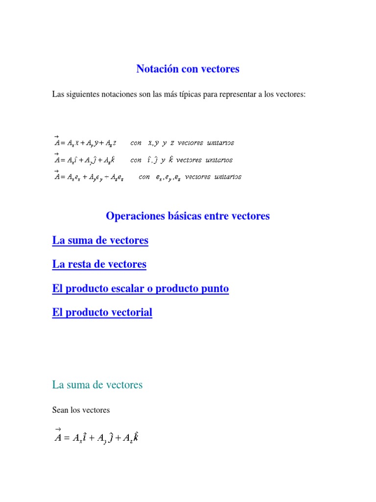 Notacion Con Vectores | PDF