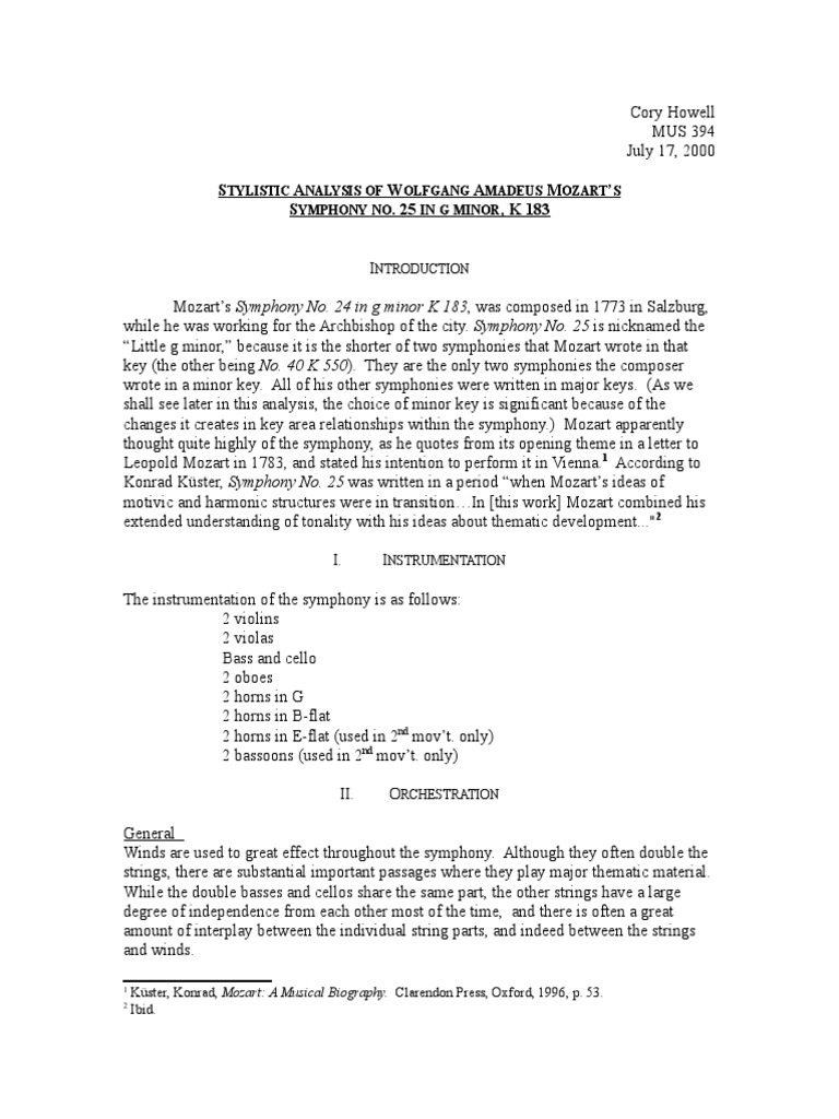 Stylistic Analysis of Mozarts Symphony N | PDF | Chord (Music) | Harmony