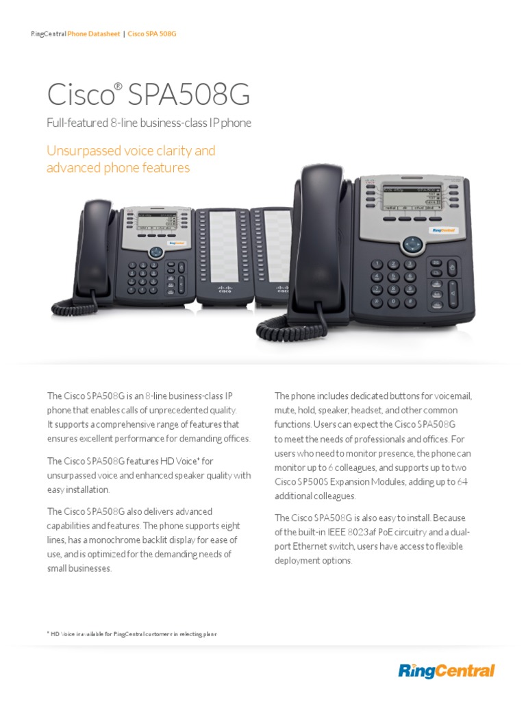 Cisco SPA508G Phone Datasheet | Session Initiation Protocol ...