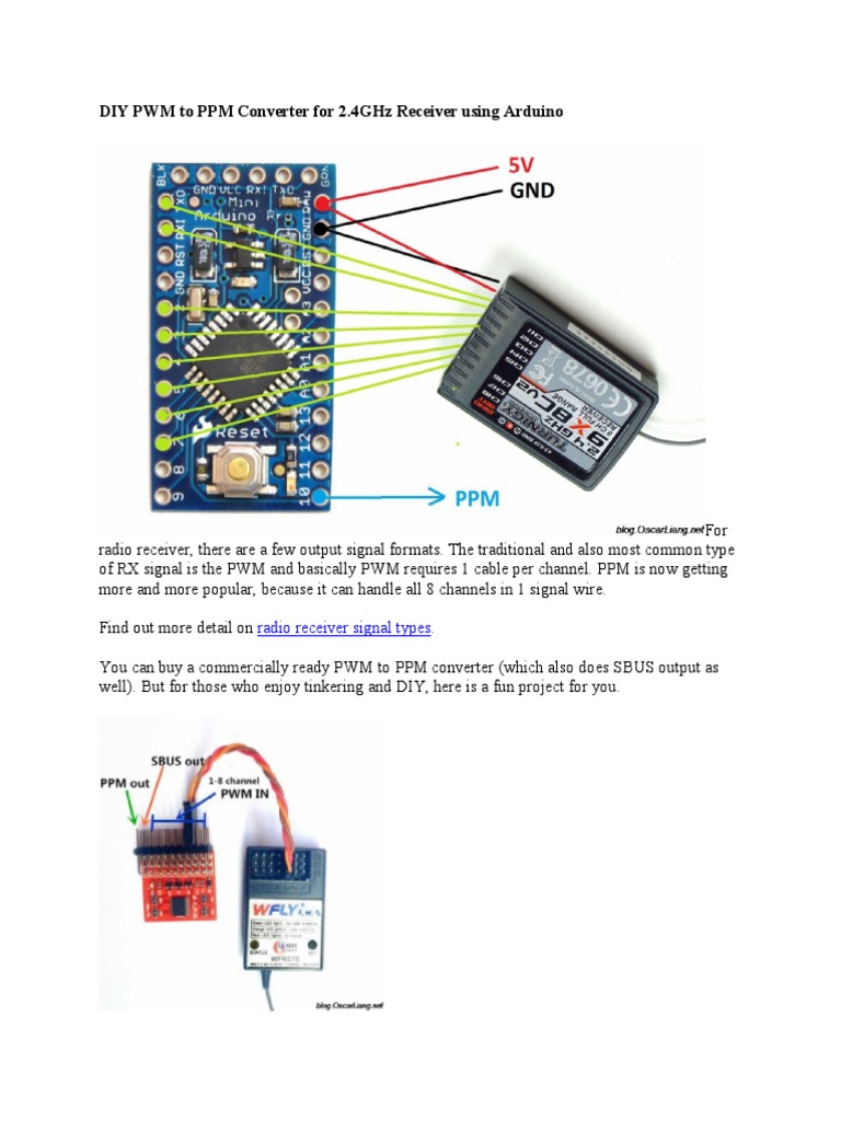 Diy Pwm To Ppm Converter For 24ghz Receiver Arduino Areas Of Computer Science 