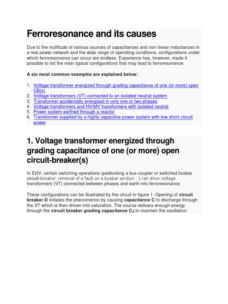 Ferroresonance and Its Causes | PDF | Transformer | Electric Power System