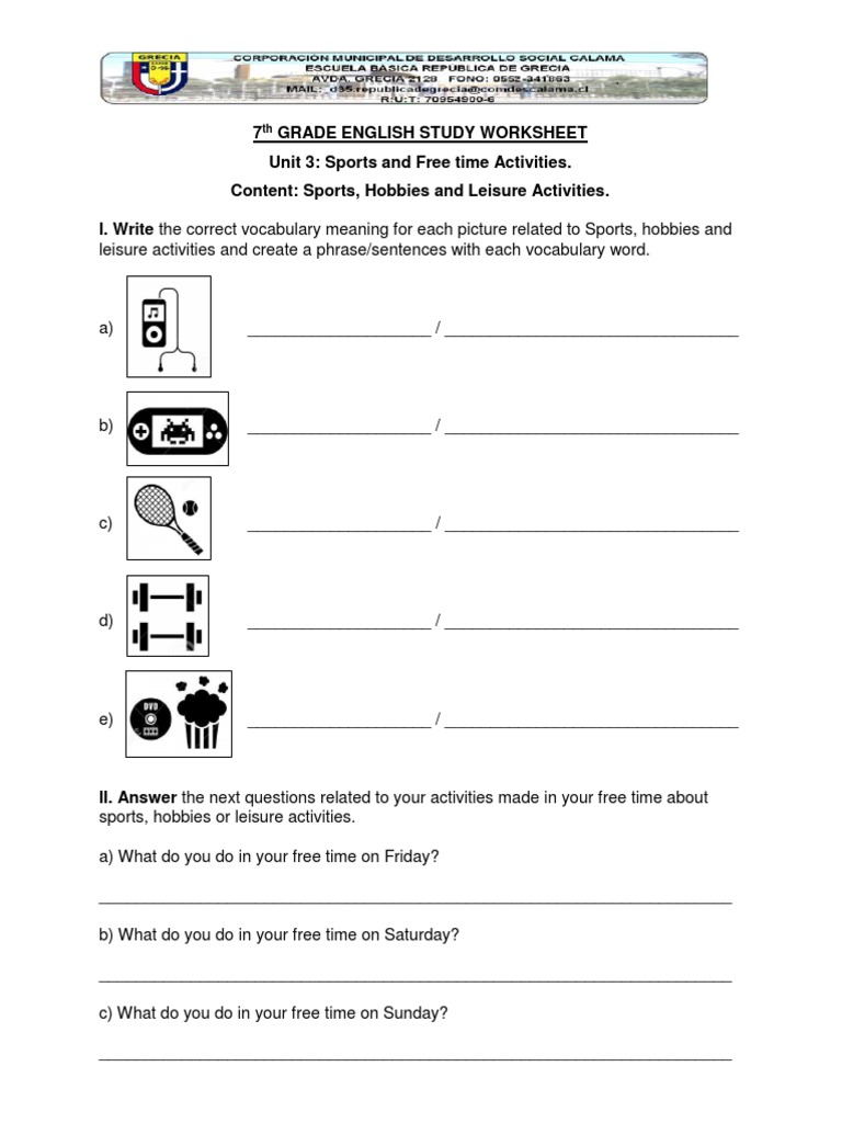 Worksheet Sports Hobbies and Leisure Activities 01 | PDF | Hobbies ...