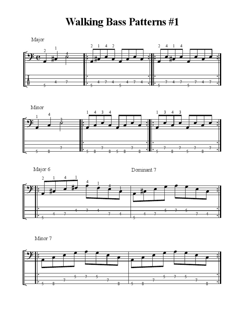 Walking Bass Patterns 1 | PDF
