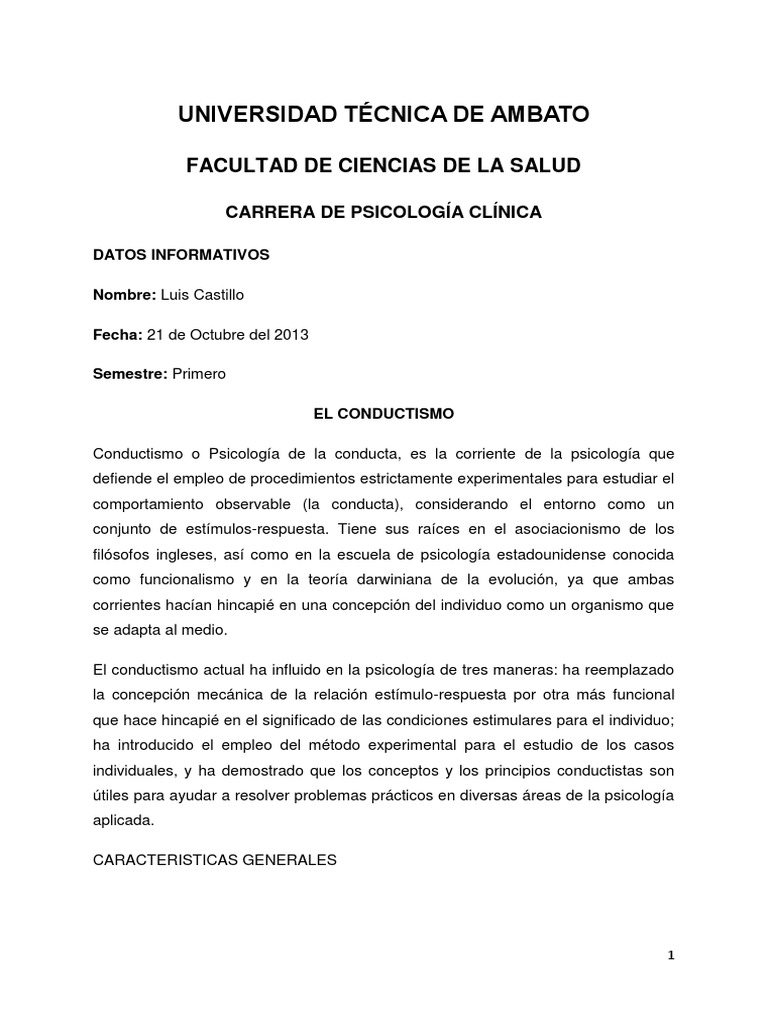 Conductismo | PDF | Comportamiento | Sicología