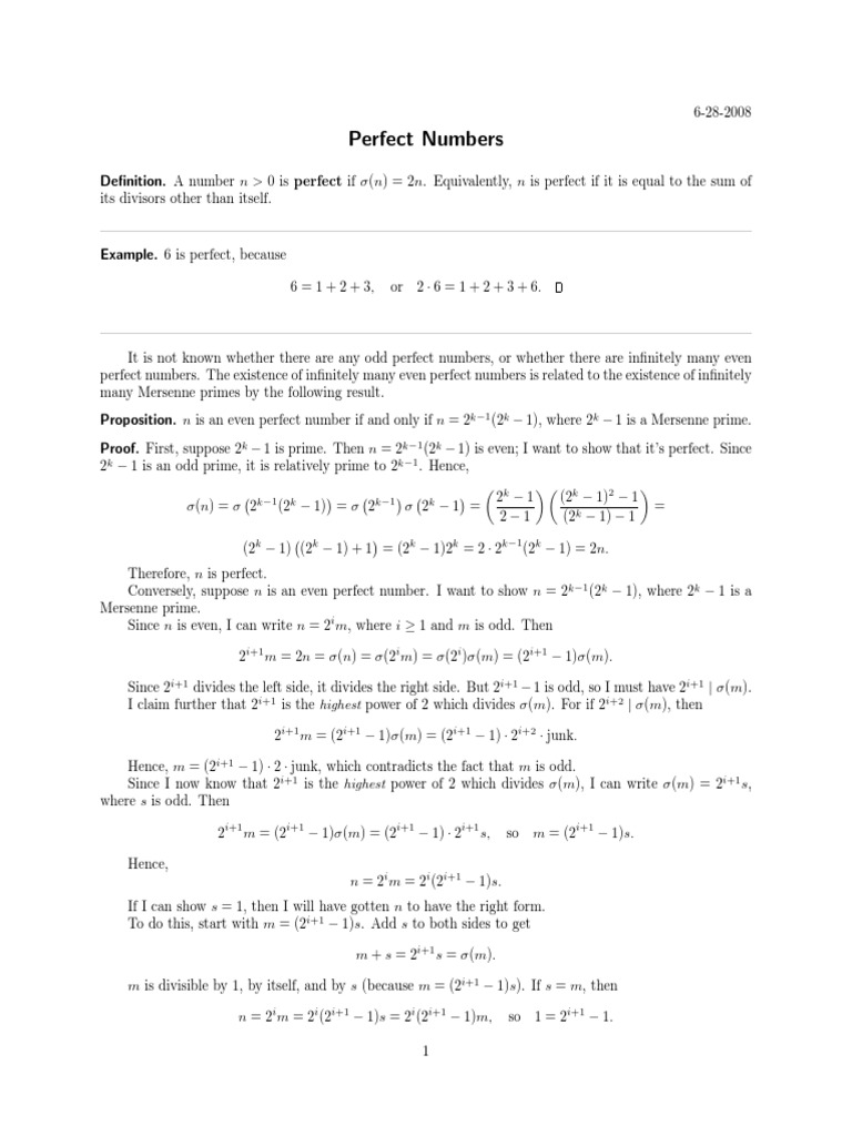 Perfect Numbers: K 1 K K K 1 K K K 1 | Download Free PDF | Prime Number | Abstract Algebra