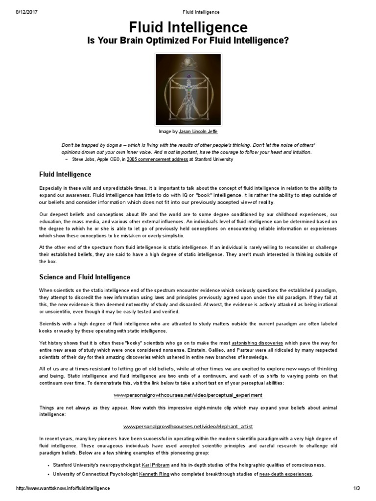 Is Your Brain Optimized For Fluid Intelligence? | PDF | Consciousness ...