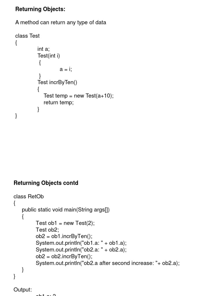 A Comprehensive Guide To Key Java Concepts Covering Returning Objects