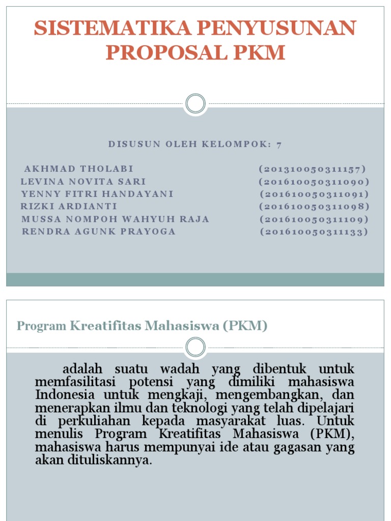 Sistematika Penyusunan Proposal PKM | PDF