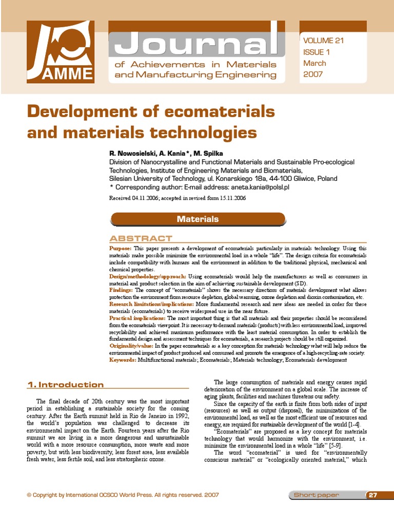 2 Eco Mat Developmento of Ecomat | PDF | Life Cycle Assessment ...
