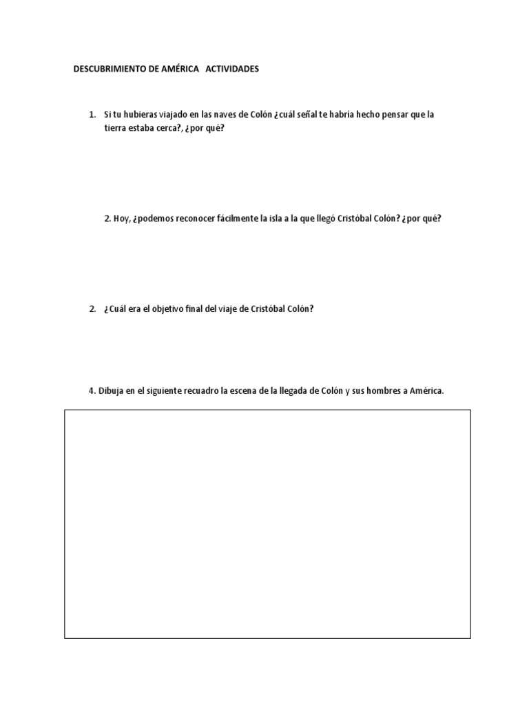 Descubrimiento de América Actividades | PDF