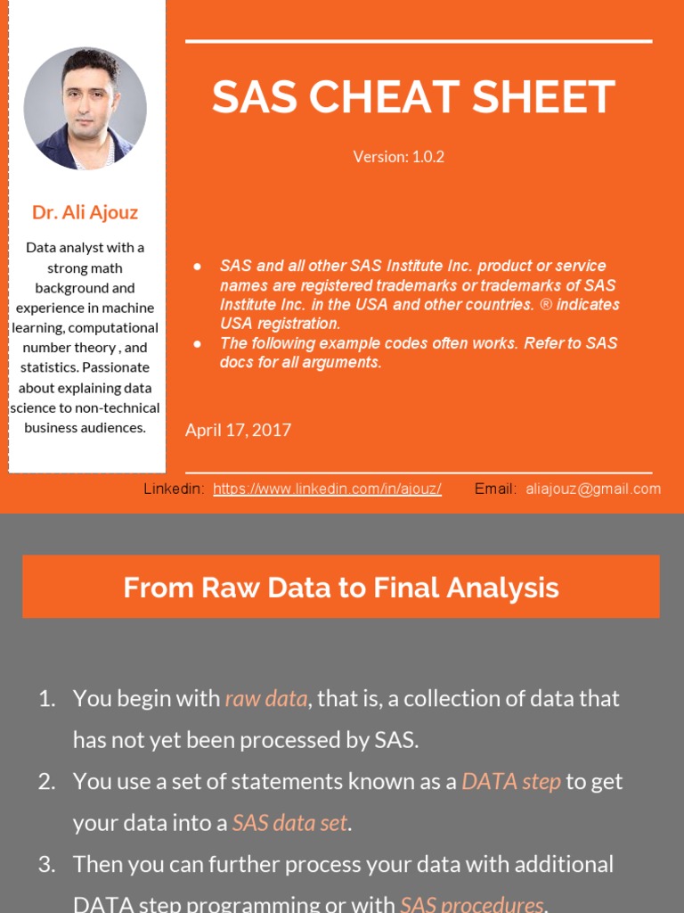 Sascheatsheet 170401221255 | PDF | Sas (Software) | Parameter (Computer Programming)