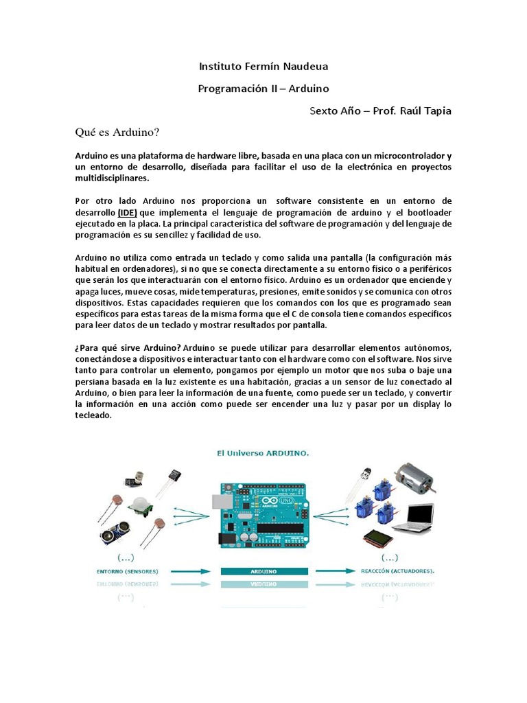 Clase1 Arduino | PDF | Arduino | Entorno de desarrollo integrado