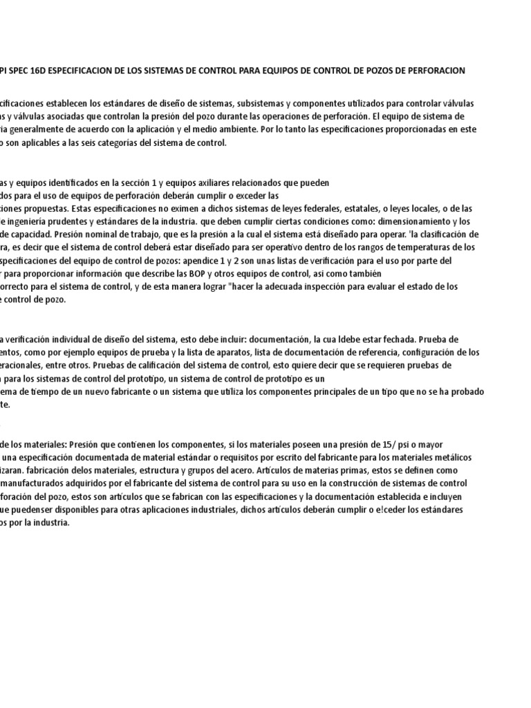 Norma Api Spec 16D Especificacion de Los Sistemas de Control para ...