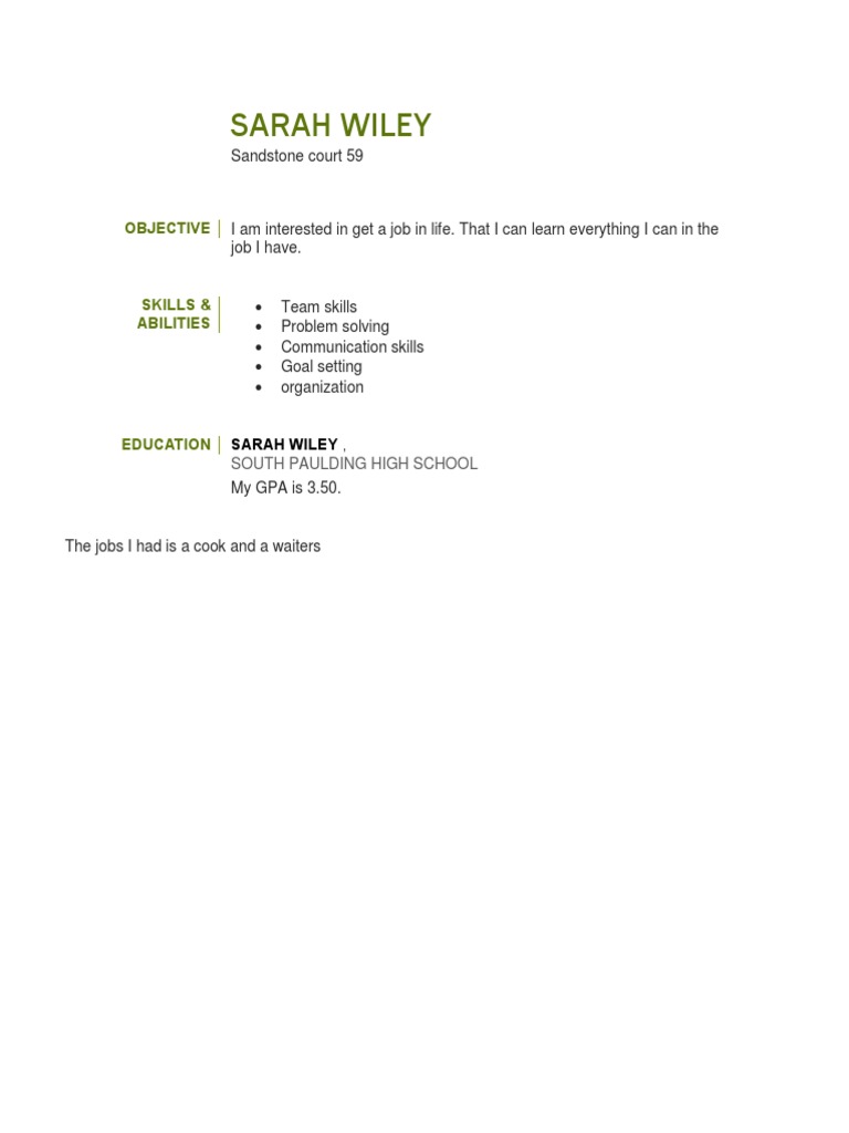 Entry-Level Job Seeker Profile | PDF