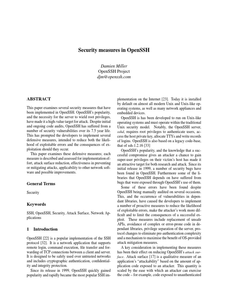 Openssh Measures Asiabsdcon2007 | PDF | Secure Shell | Cryptography
