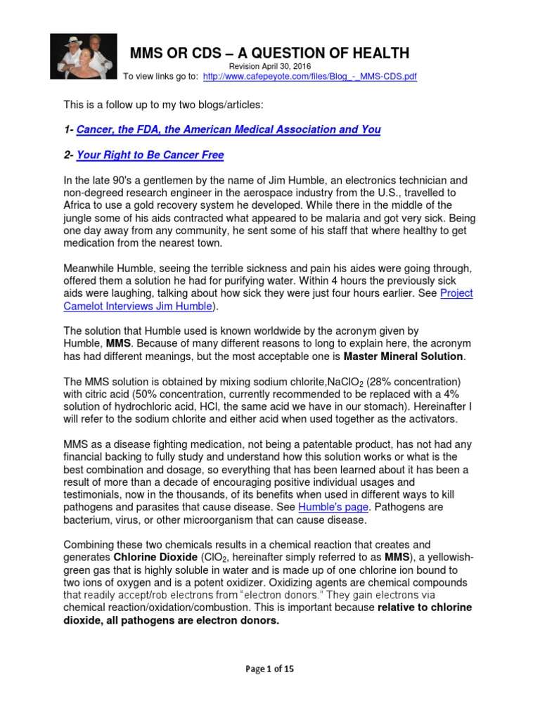MMS CDS | PDF | Dose (Biochemistry) | Chemistry