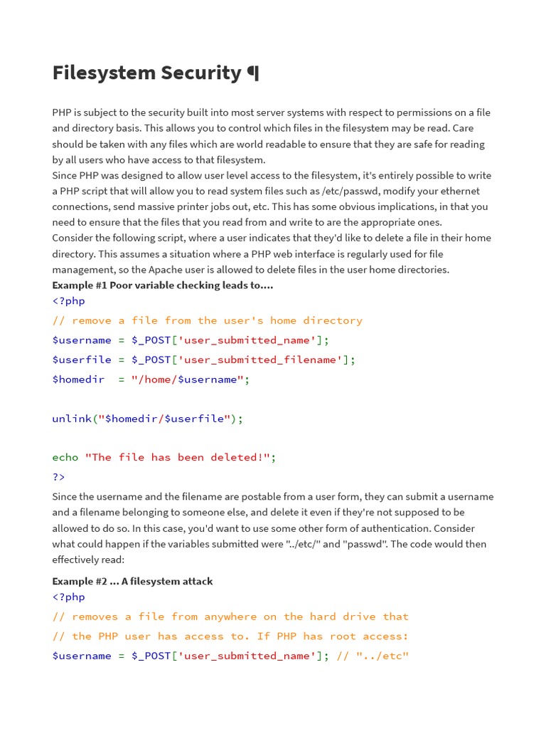 Filesystem Security : Example #1 Poor Variable Checking Leads To ...