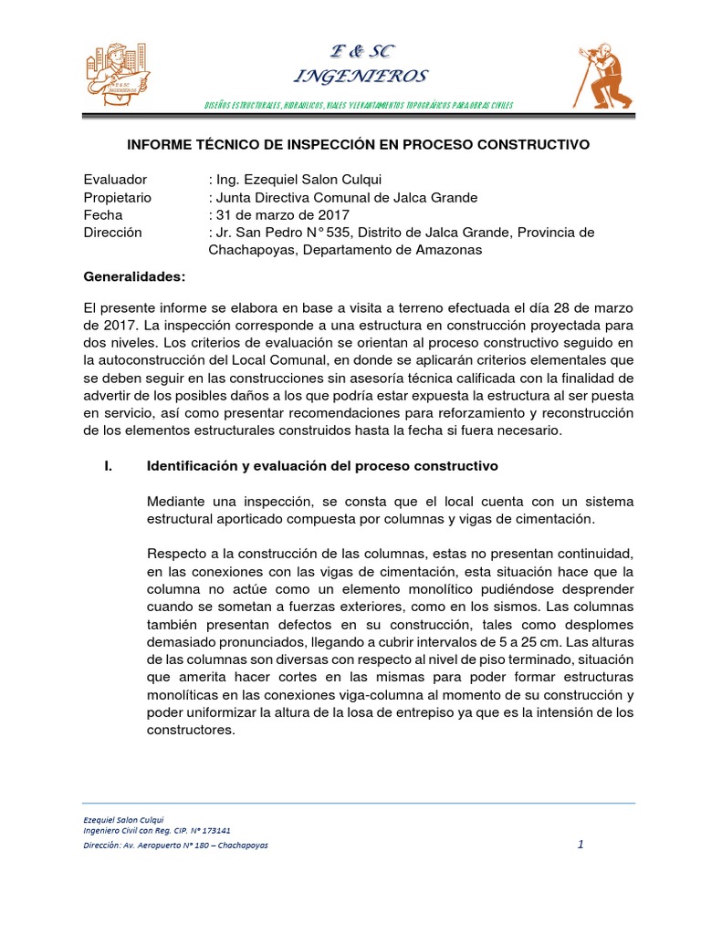 Informe de Inspeccion Tecnica | PDF | Fundación (Ingeniería) | Science