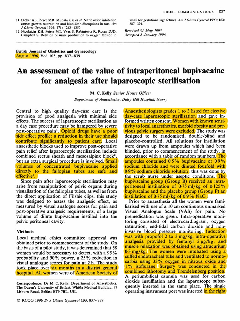 Kelly 1996 | PDF | Anesthesia | Analgesic