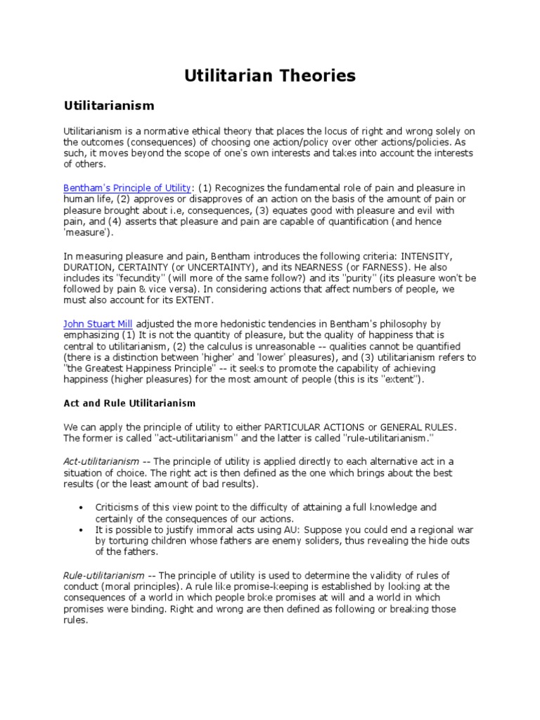 Utilitarian Theories | PDF | Utilitarianism | Ignorance