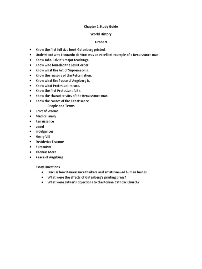 Chapter 1 Study Guide Grade 9 1 | PDF
