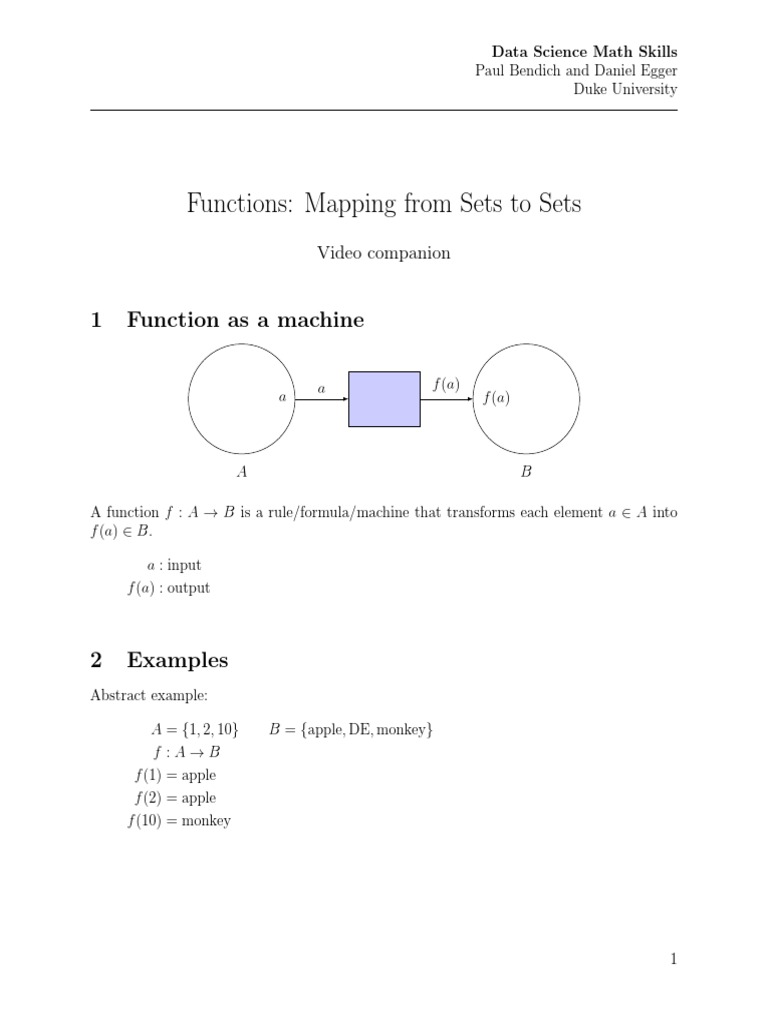 Functions: Mapping From Sets To Sets: 1 Function As A Machine | PDF