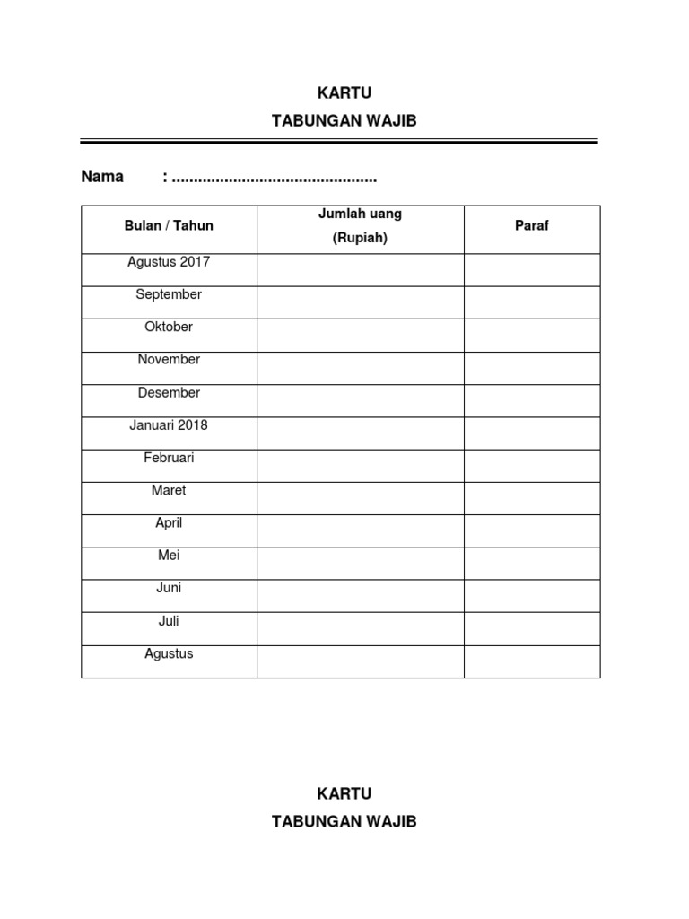 Kartu Tabungan | PDF