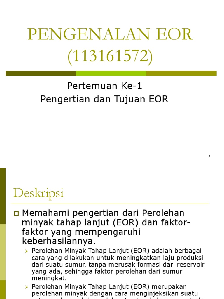 Materi Pengenalan EOR PDF | PDF