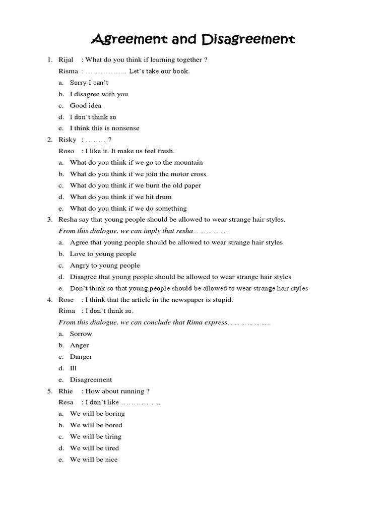 Agreement and Disagreement | PDF