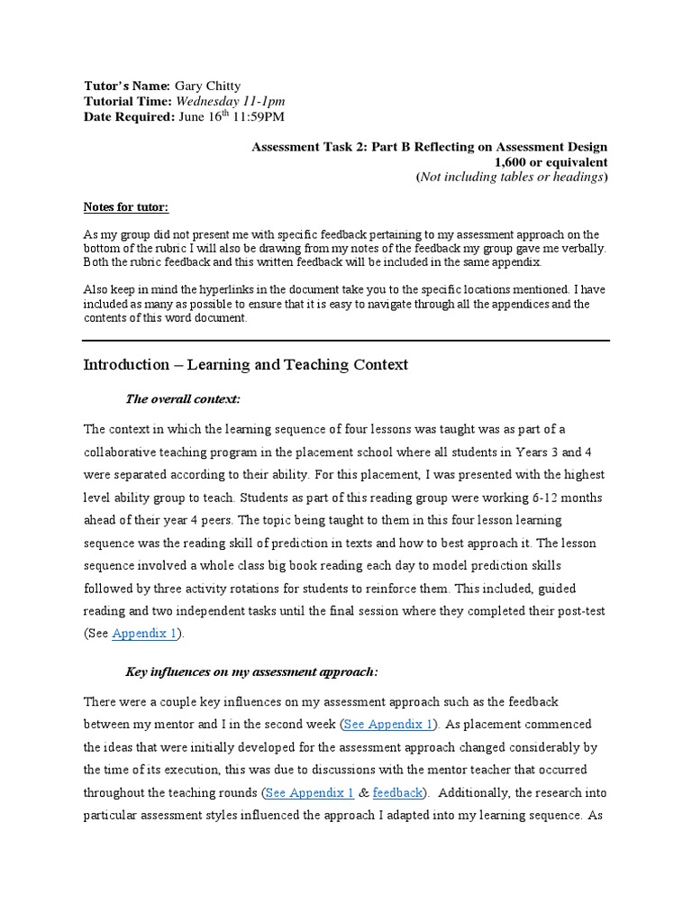 Assessment Task 2 Part B Etp401 by Laura Sidea 214138412 | PDF ...