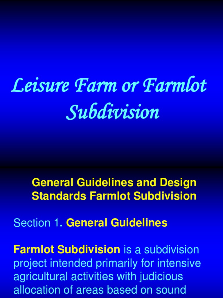 Farmlot Subdivision Guidelines | PDF | Easement | Land Lot