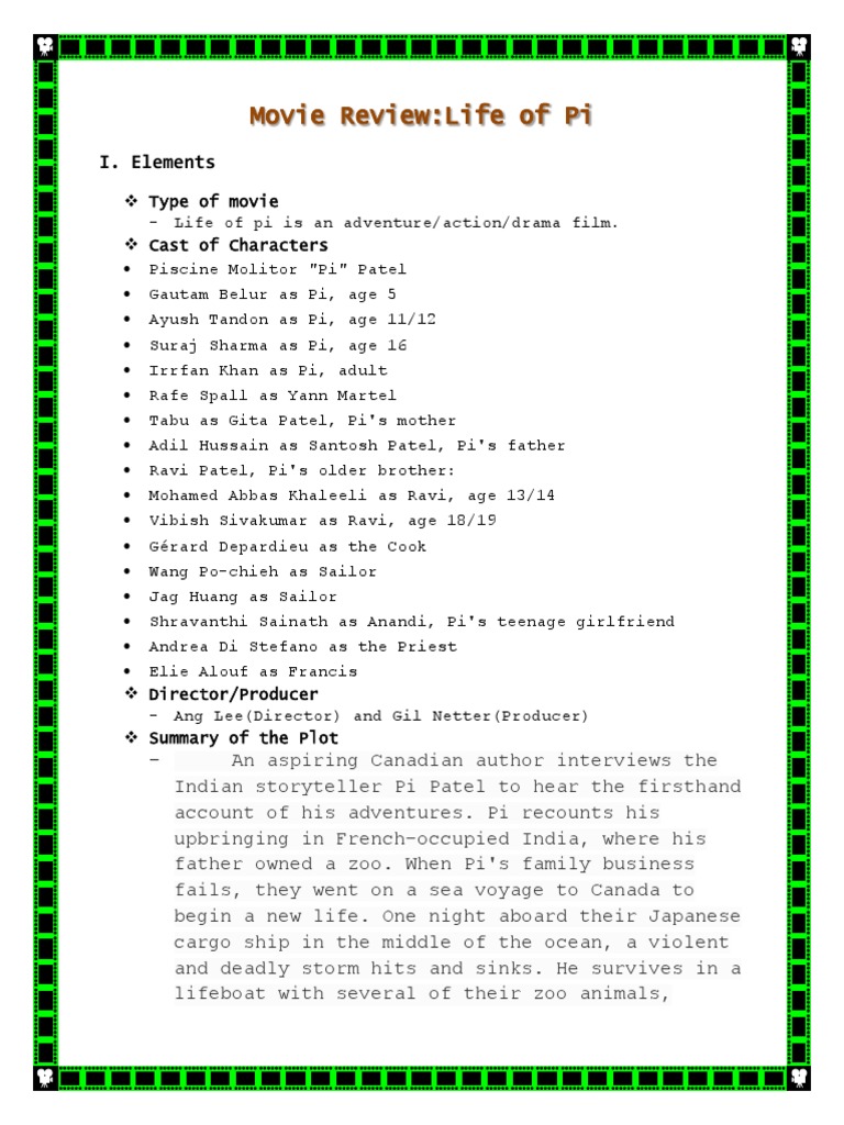 Life of Pi Movie Review | PDF | Leisure