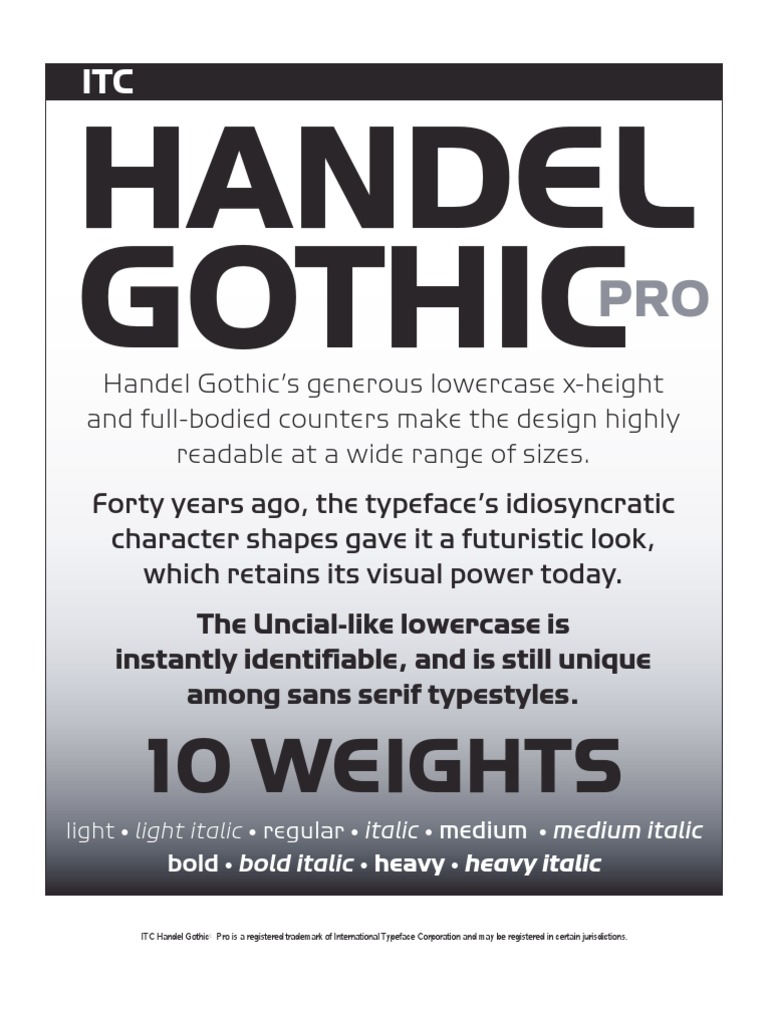 Handel Gothic Flaunts Its ITC Handel Gothic Version | PDF | Typefaces ...