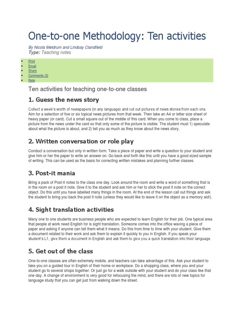 Teaching One To One | PDF | Grammar | Human Communication