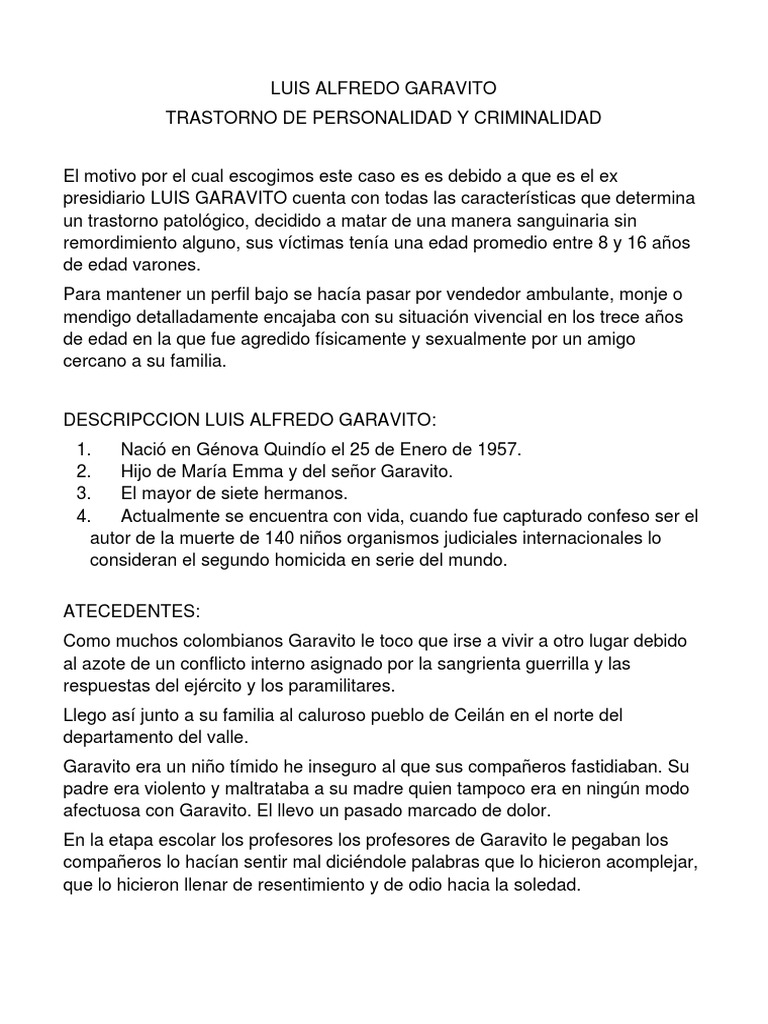 Caso Garavito | PDF | Abuso infantil | Violencia