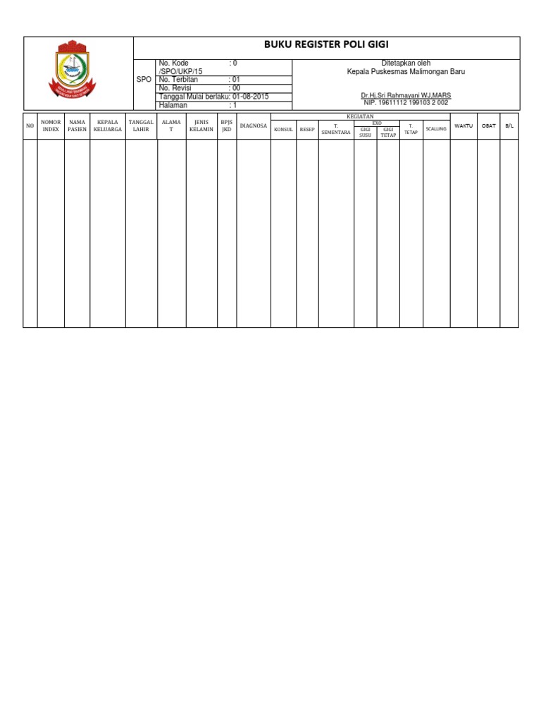 Buku Register Poli Gigi | PDF