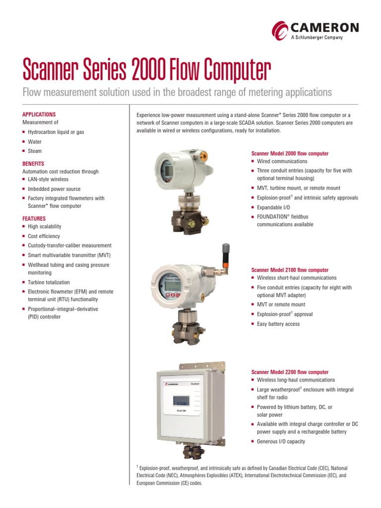 Cameron Scanner 2000 Data Sheet | PDF | Flow Measurement | Computer Network
