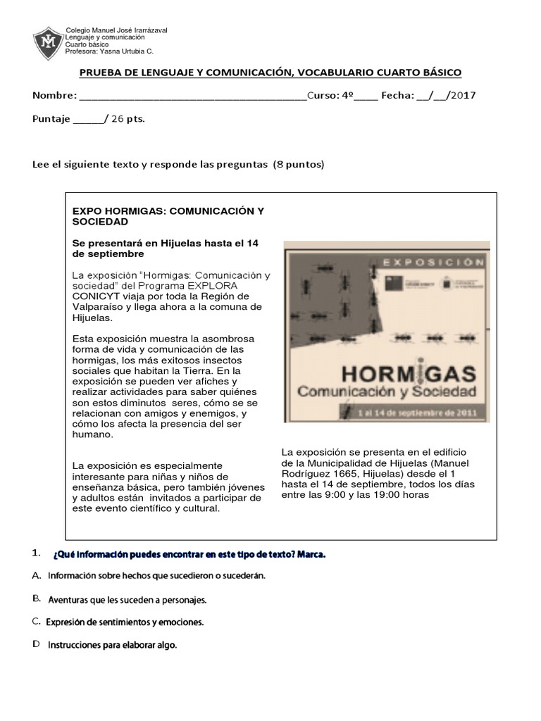 PRUEBA Vocabulario 1 | PDF