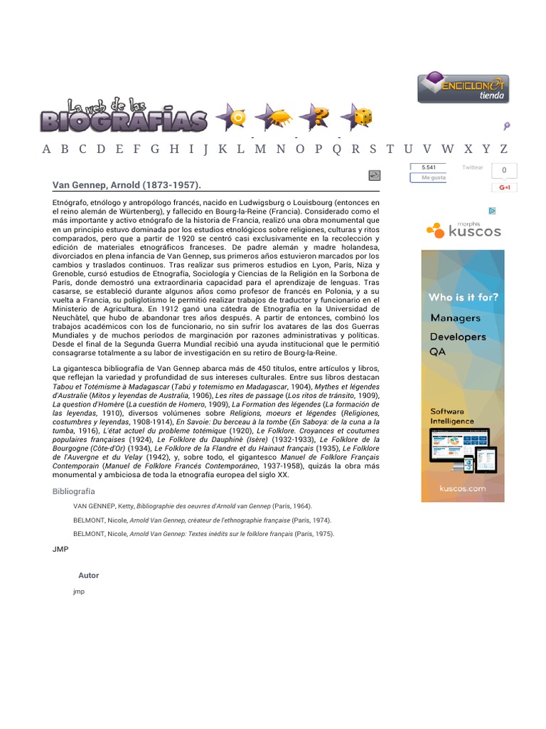 Van Gennep, Arnold (1873-1957) | PDF | Francia | Etnografía