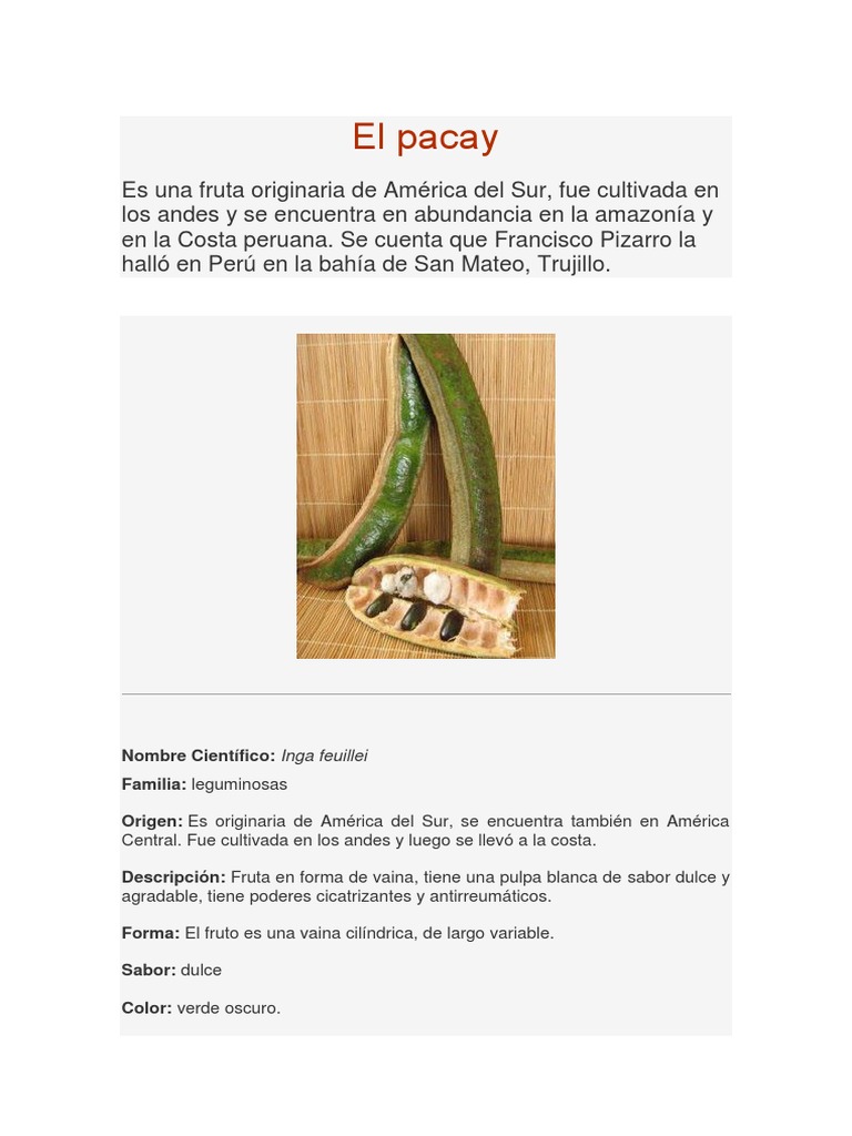 Beneficios y características del pacay | PDF