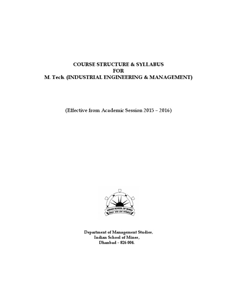 M. Tech Industrial Engineering Syllabus | PDF | Strategic Management ...