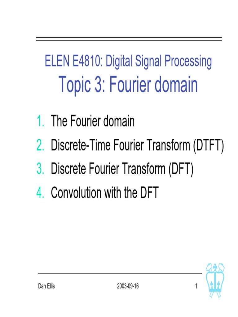 Digital Signal Processing L03 Fourier | PDF | Discrete Fourier ...