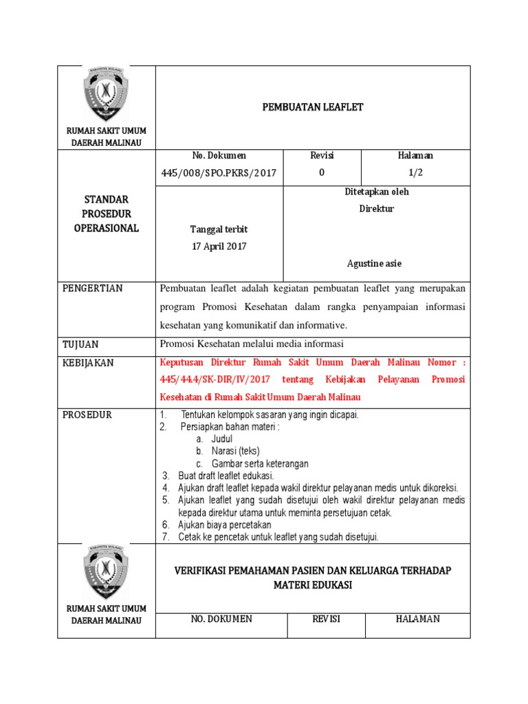 Spo Pembuatan Leaflet 1 | PDF