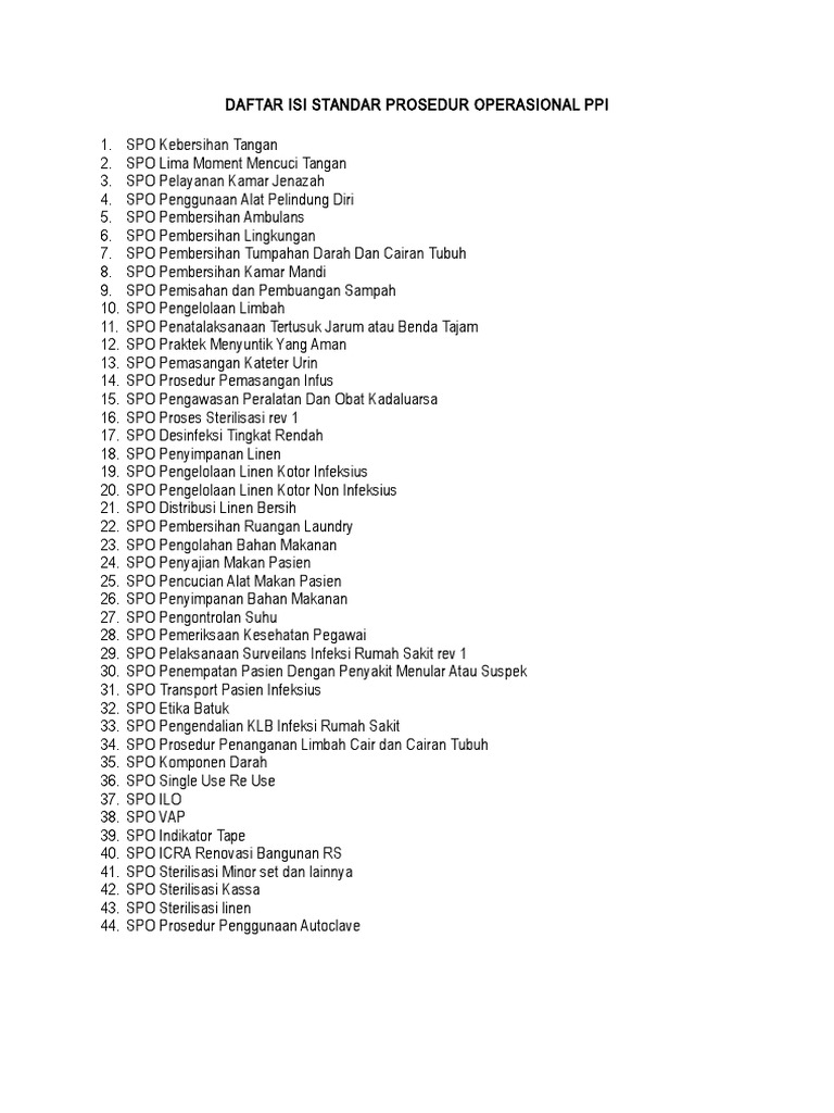 Daftar Spo Ppi | PDF