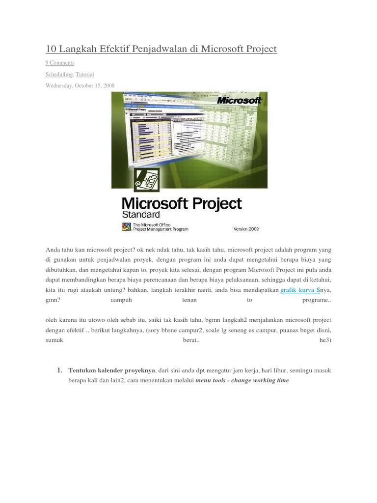 Panduan Penjadwalan di MS Project | PDF