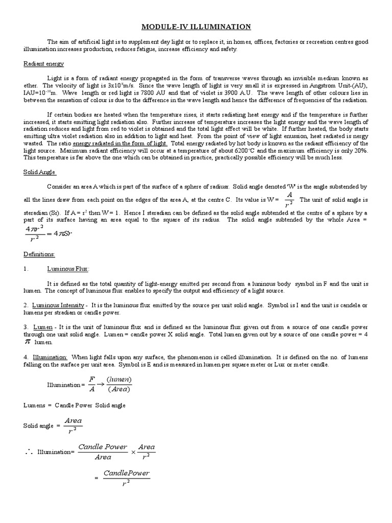 Illumination Notes | PDF | Lighting | Air Conditioning