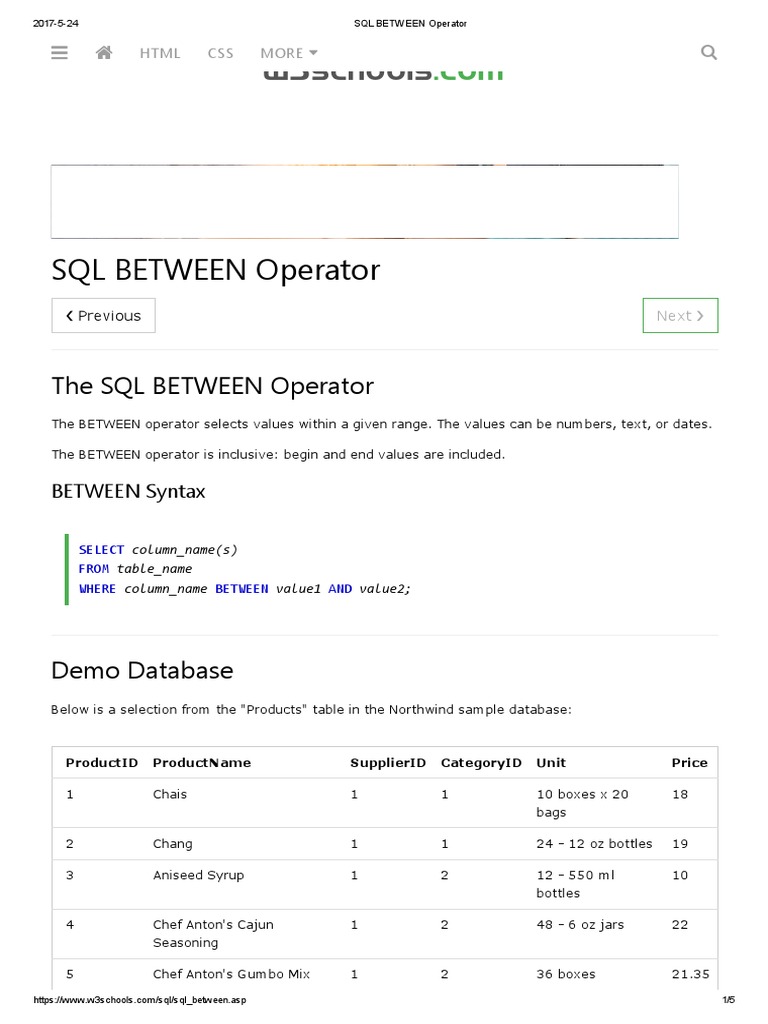 Sql Between Operator Pdf Bootstrap Front End Framework Data 3132