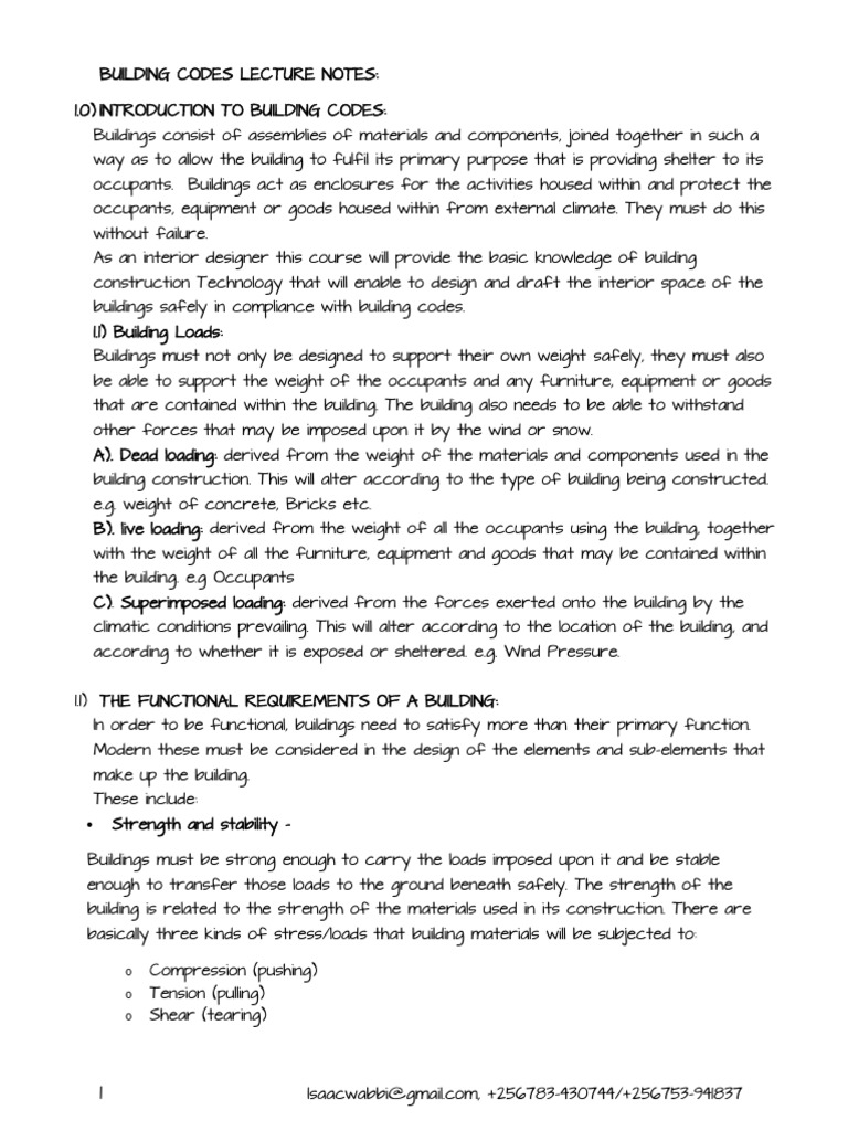 Building Codes Lecture Notes Download Free Pdf Foundation