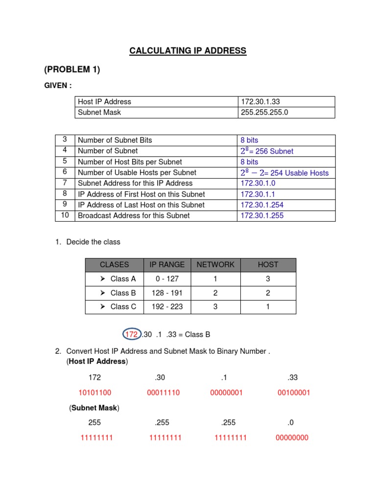 IP Address Calculation Guide | PDF | Ip Address | Computer Networking